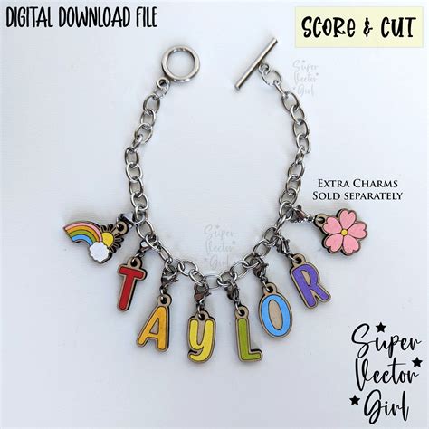 Alphabet Letters Bracelet Charms Bundle Set Svg Digital Laser Cut Fi Supervectorgirl