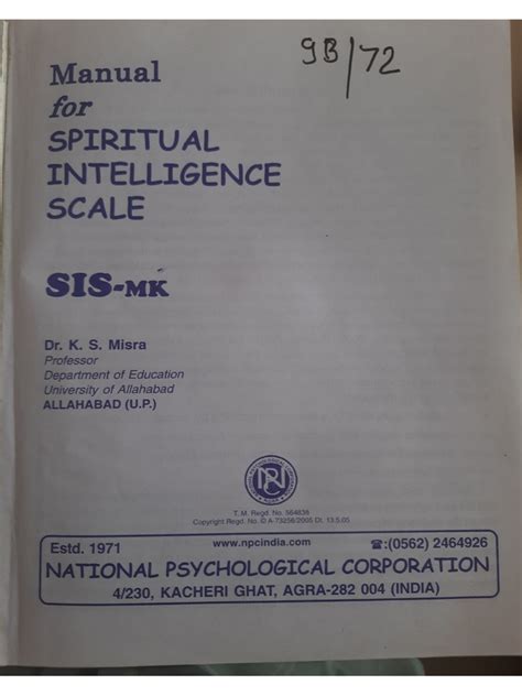 Spiritual Intelligence Scale Manual Pdf