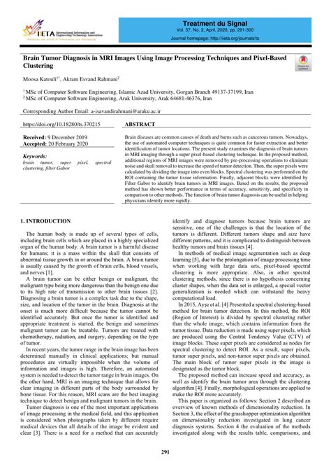Pdf Brain Tumor Diagnosis In Mri Images Using Image Processing Techniques And Pixel Based