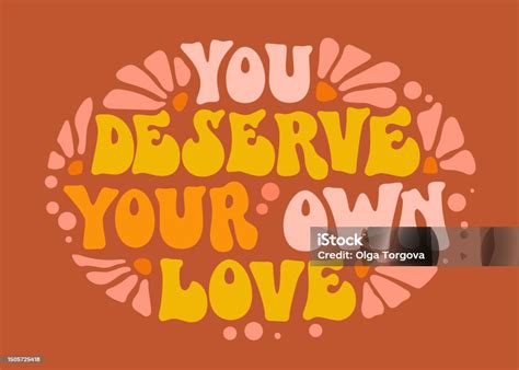 트렌디하고 그루비한 레터링 당신은 당신 자신의 사랑을 받을 자격이 있습니다 영감을 주는 자기 관리와 자기 사랑 문구 인쇄 웹