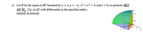 solved c let w be the region in r3 bounded by y x y x
