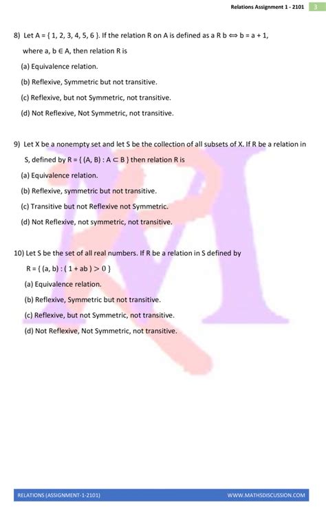 Assignment 1 Relations And Functions Best Maths Practice Material