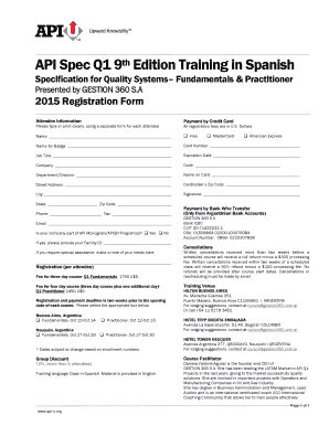 Fillable Online API Spec Q Th Edition Training In Spanish Fax Email Print PdfFiller