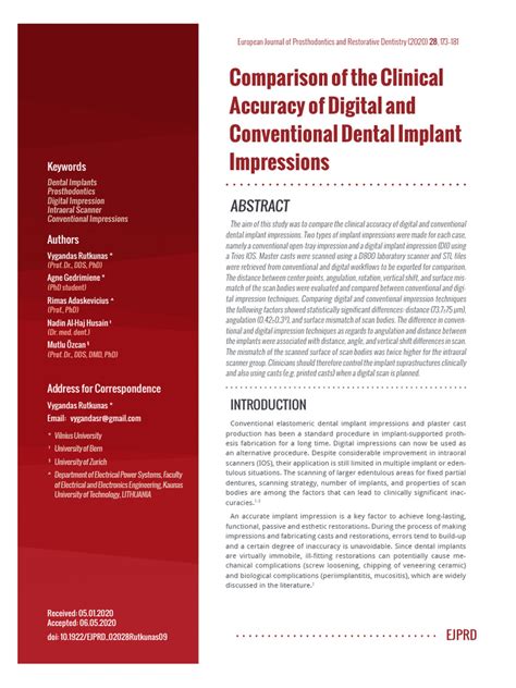 Comparison Of The Clinical Accuracy Of Digital And Conventional Dental