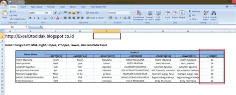 Fungsi Left Right Mid Upper Propper Lower Dan Len Pada Excel Belajar Microsoft Office Excel