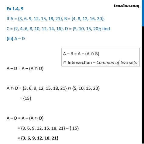 ex 1 4 9 if a {3 6 9 12 15 18 21} b {4 8 12