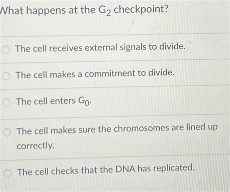 Solved What Happens At The G2 ﻿checkpointthe Cell Receives