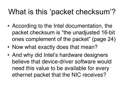 Ppt Investigating Nic Capabilities For Packet Checksum Powerpoint Presentation Id9202727
