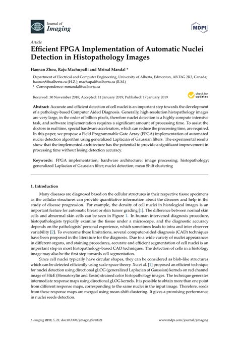 Pdf Efficient Fpga Implementation Of Automatic Nuclei Detection In