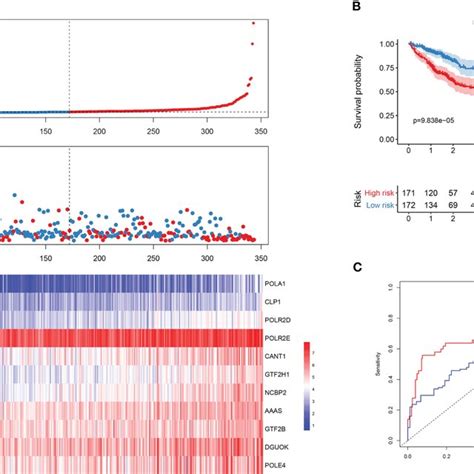 Survival Analysis Of Ddr Genes In Tcga Dataset A Risk Score Plot For