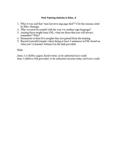 Educ 4 Post Fsl Training Activity Pdf Career And Growth