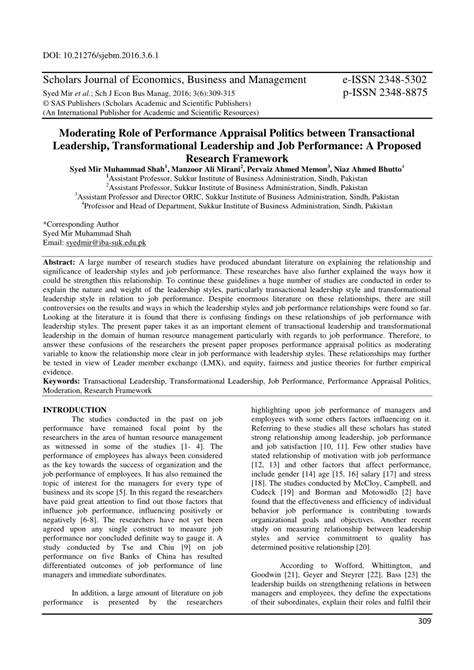 Pdf Moderating Role Of Performance Appraisal Politics Between