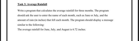 Solved Task Average Rainfall Write A Program That Chegg