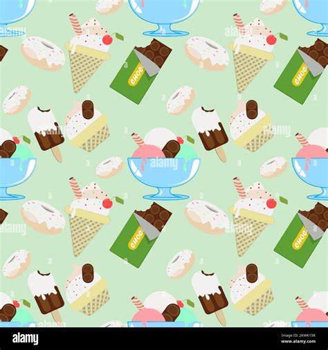 A Paternal Of Sweets With Frozen Chocolate And Donuts Stock Vector