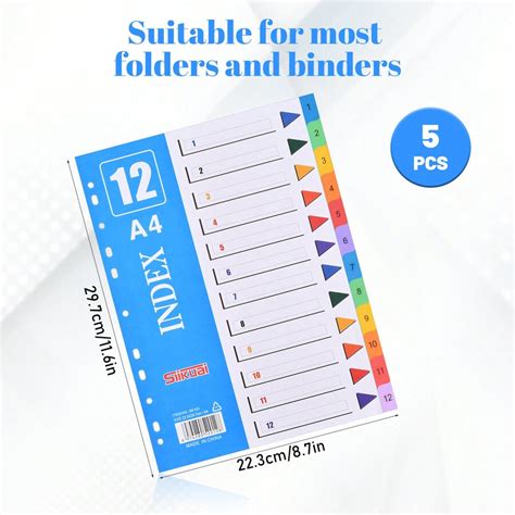 Set Of 5 Coloured Folder Index Dividers For Folder A4 Pastel A4 Practical Cover Sheet Cardboard