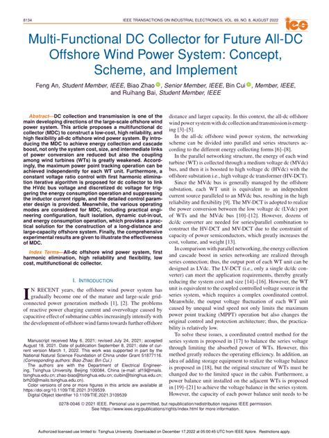 Pdf Multi Functional Dc Collector For Future All Dc Offshore Wind Power System Concept