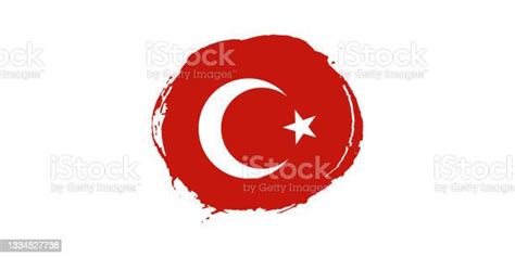 흰색 배경에 수채화 터키 국기를 그림 그런지 핸드 그린 빨간 브러시 서클 스트로크 터키 독립 기념일 기호 별과 달 벡터 일러스트레이션 수채화에 대한 스톡 벡터 아트 및 기타
