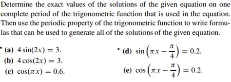 Solved Determine The Exact Values Of The Solutions Of The Chegg Com