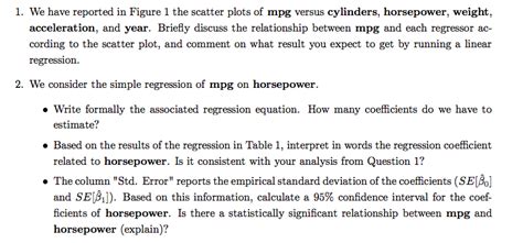 Solved We Consider A Dataset Relating Gas Mileage