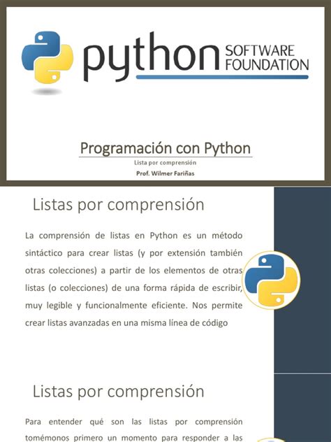 Encuent Lista De Comprension Python Pdf Conjunto Matemáticas