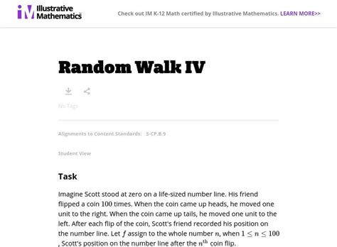 Illustrative Mathematics S Cpb9 Random Walk Iv Lesson Plan For 9th 10th Grade Lesson Planet