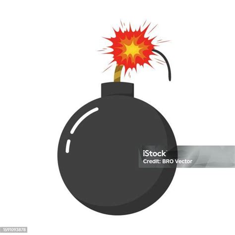 Bomb With Burning Fuse Vector Illustration Stock Illustration ...