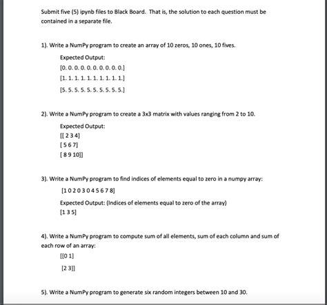 Solved Submit Five 5 Ipynb Files To Black Board That Is