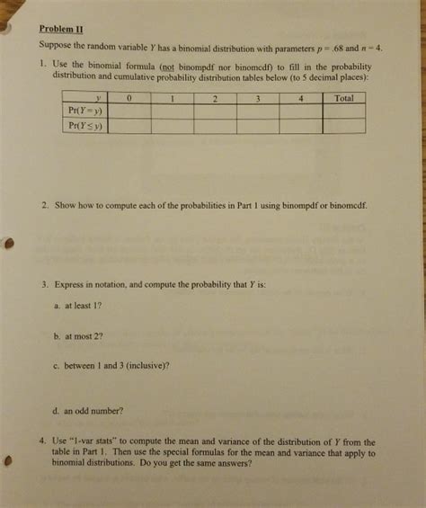 Solved Problem Ii Suppose The Random Variable Y Has A