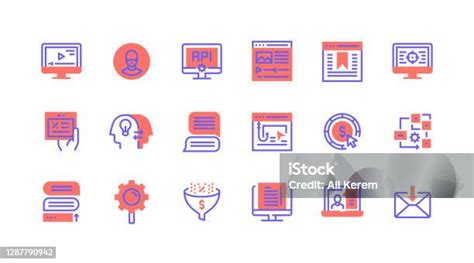 라인 아이콘 개념입니다 소셜 미디어 마케팅 바이러스 성 마케팅 코멘트 검색 엔진 북마크 아이콘 0명에 대한 스톡 벡터 아트 및 기타 이미지 Istock