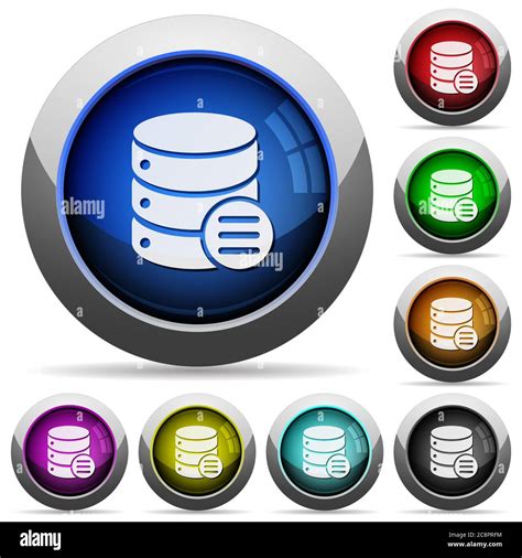 Set Of Round Glossy Database Option Buttons Arranged Layer Structure Stock Vector Image And Art