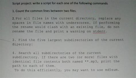 Solved Script Project Write A Script For Each One Of The