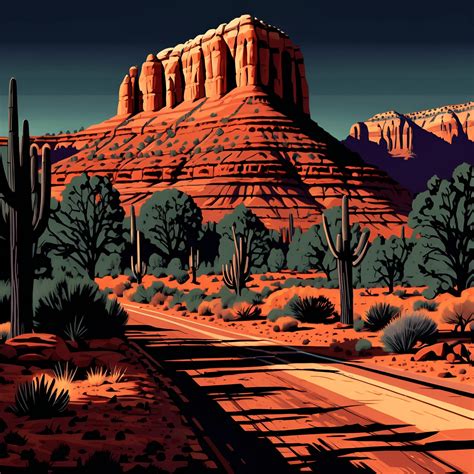 Desert Landscape With Red Rock Formation Free Download Ai Scribbles