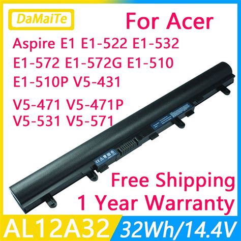 New Al12a32 Laptop Battery For Acer Aspire V5 V5 171 V5 431 V5 531 V5 431g