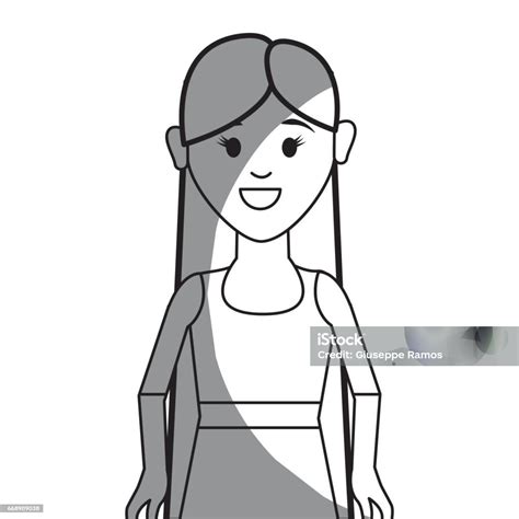 Ilustración De Mujer Joven Silueta Con Tela Casual Y Peinado Y Más