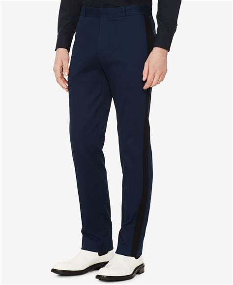 Calvin Klein Mens Slim Fit Stretch Contrast Stripe Pants Macys