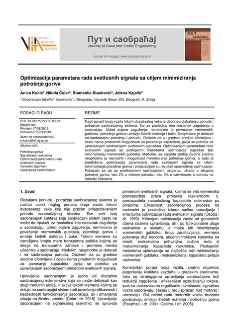 PDF Signal Timing Optimization To Minimize Fuel Consumption