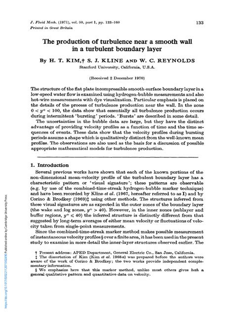 The Production Of Turbulence Near A Smooth Wall In A Turbulent Boundary