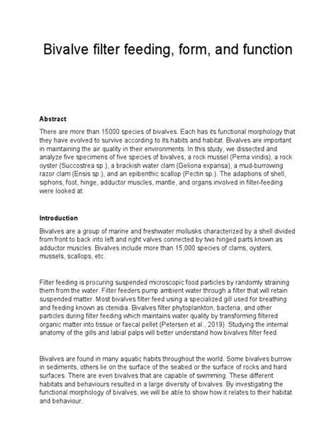 Bivalve Form And Function Pdf Bivalvia Molluscs