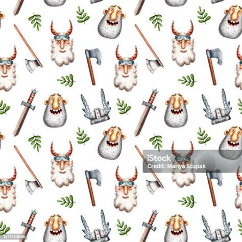 귀여운 바이킹 패턴 매끄러운 질감 드래곤 바이킹 방패와 가슴 동화 만화 스타일 재미있는 섬유 프린트 퍼트 소년 어린이 일러스트레이션 포장지 인쇄 군중에 대한 스톡 벡터 아트