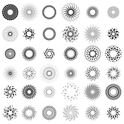 Premium Vector Set Abstract Collection Round Circles Starburst