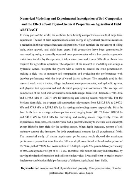 PDF Numerical Modelling And Experimental Investigation Of Soil Compaction And The Effect Of