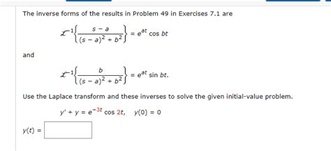 Solved The Inverse Forms Of The Results In Problem In Chegg Com
