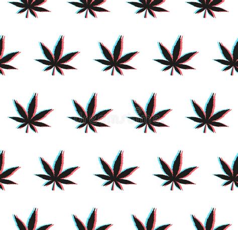 Anaglyph Weed Seamless Pattern With 3d Effect Stock Vector Illustration Of Leaf Herb 157216099