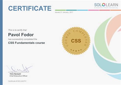 Css Certificate Pavol Fodor Ppt