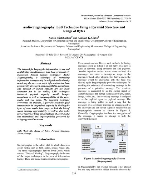 Pdf Audio Steganography Lsb Technique Using A Pyramid Structure And