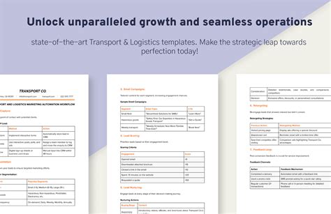 Transport And Logistics Marketing Automation Workflow Template In Word PDF Google Docs