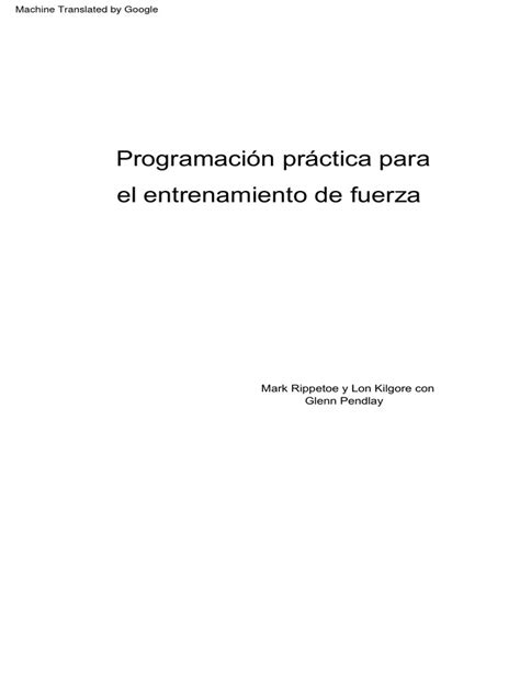 Practical Programming For Strength Training Español Pdf Deportes