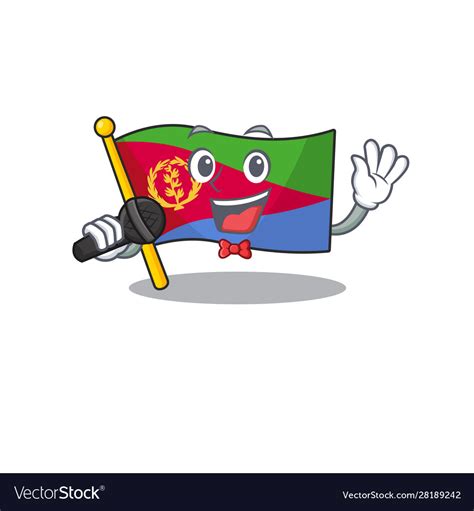 Cartoon Singing Flag Eritrea While Holding Vector Image