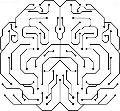 Brain In Futuristic Artificial Intelligence Design Theme Printed Circuit Board Outline