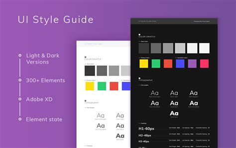 adobe xd freebie ui style guide behance